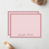 Trendy Rose Gold Glitter Calligraphed Professional Note Card | Zazzle