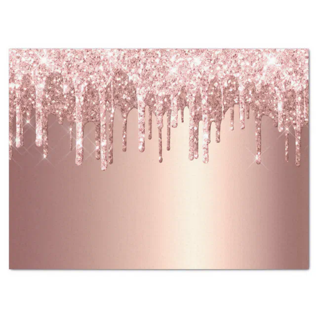 Trendy Rose Gold Glitter Drips Graphic Tissue Paper Zazzle