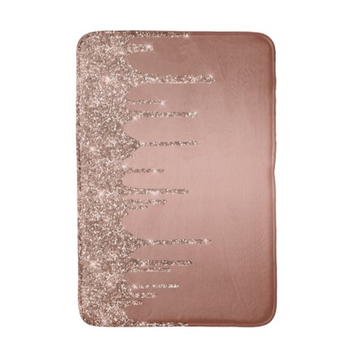 Trendy Rose Gold Glitter Drips Sparkle Bath Mat | Zazzle