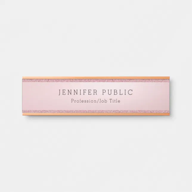 Trendy Rose Gold Glitter Elegant Modern Template Door Sign | Zazzle
