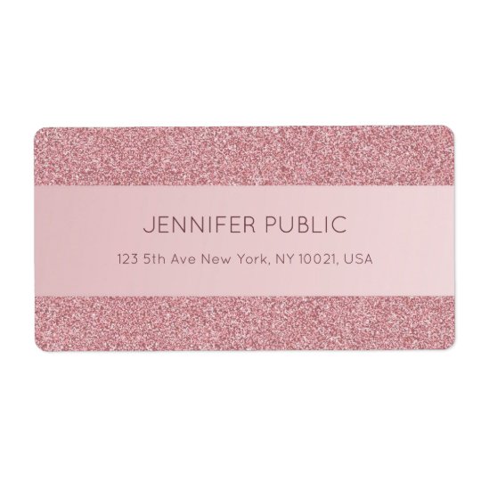 Trendy Rose Gold Glitter Elegant Template Shipping Label | Zazzle.com