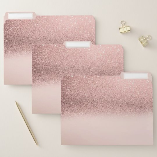 Trendy Rose Gold Glitter File Folder | Zazzle
