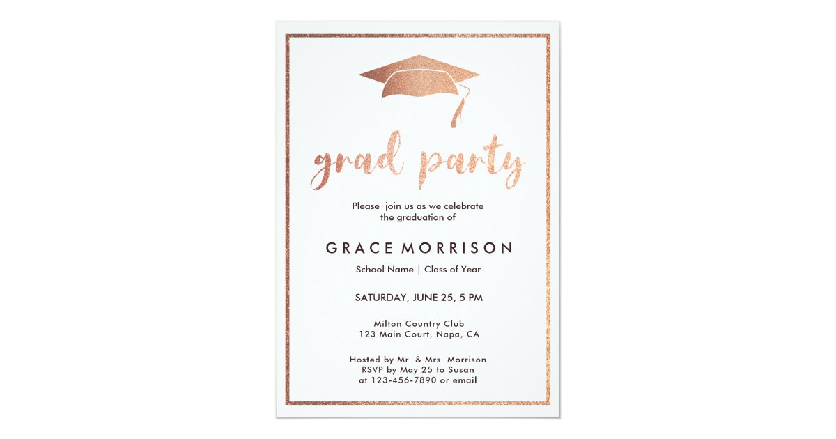 Trendy Rose Gold Graduation Party Invitation | Zazzle.com