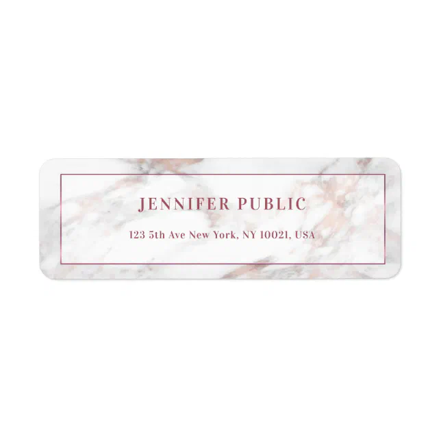 Trendy Rose Gold Marble Gold Modern Template Label | Zazzle