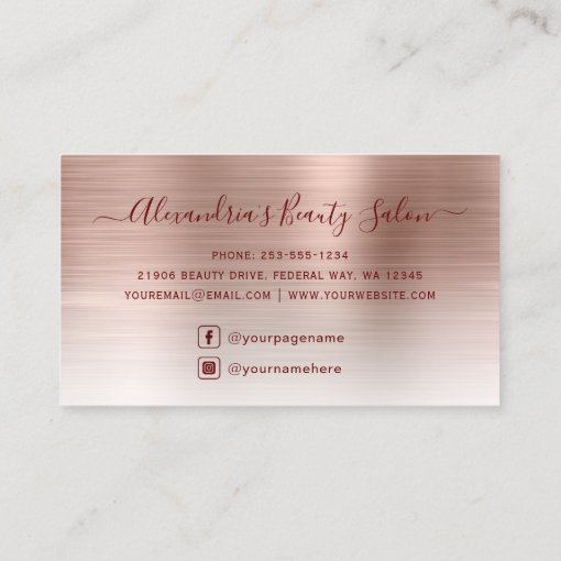 Trendy Rose Gold Ombre Makeup Artist Hair Business Calling Card | Zazzle