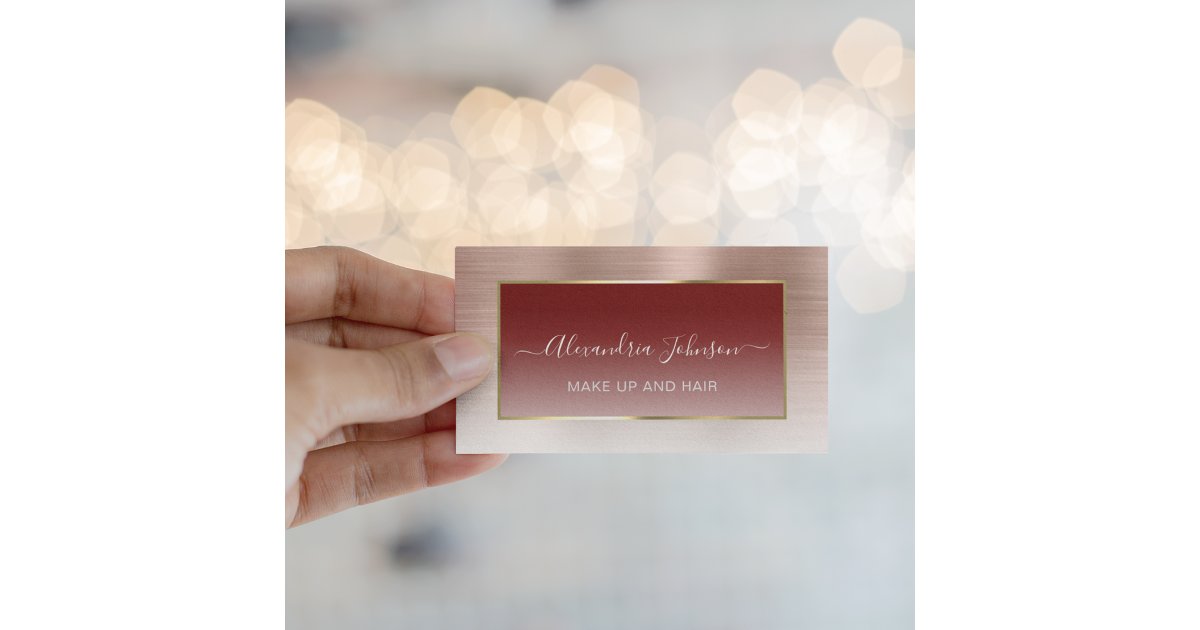 Trendy Rose Gold Ombre Makeup Artist Hair Business Calling Card | Zazzle