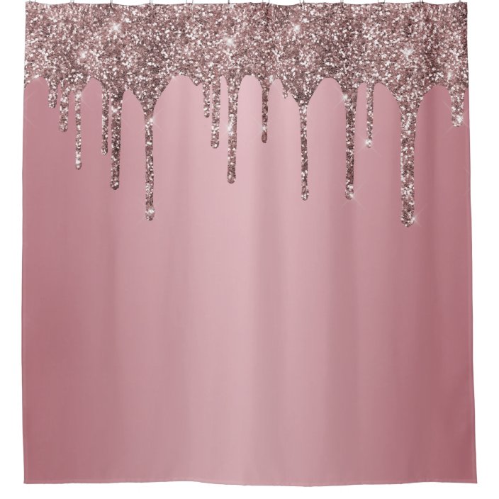 Trendy Rose Gold Pink Glitter Drips Sparkle Shower Curtain | Zazzle.com