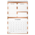 Trendy Rose Gold Stripes Yearly Monthly Planner Calendar | Zazzle