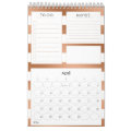 Trendy Rose Gold Stripes Yearly Monthly Planner Calendar | Zazzle