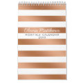 Trendy Rose Gold Stripes Yearly Monthly Planner Calendar | Zazzle