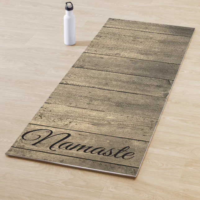 Trendy Rustic Wood Namaste Personalized Yoga Mat | Zazzle