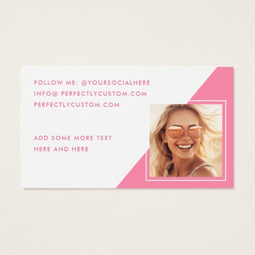 Trendy script influencer pink photo profile card | Zazzle