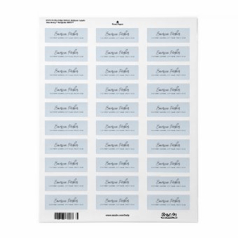 Trendy script light dusty blue return address label | Zazzle