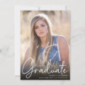 Trendy Script Overlay Three Photo Graduation Party Announcement | Zazzle