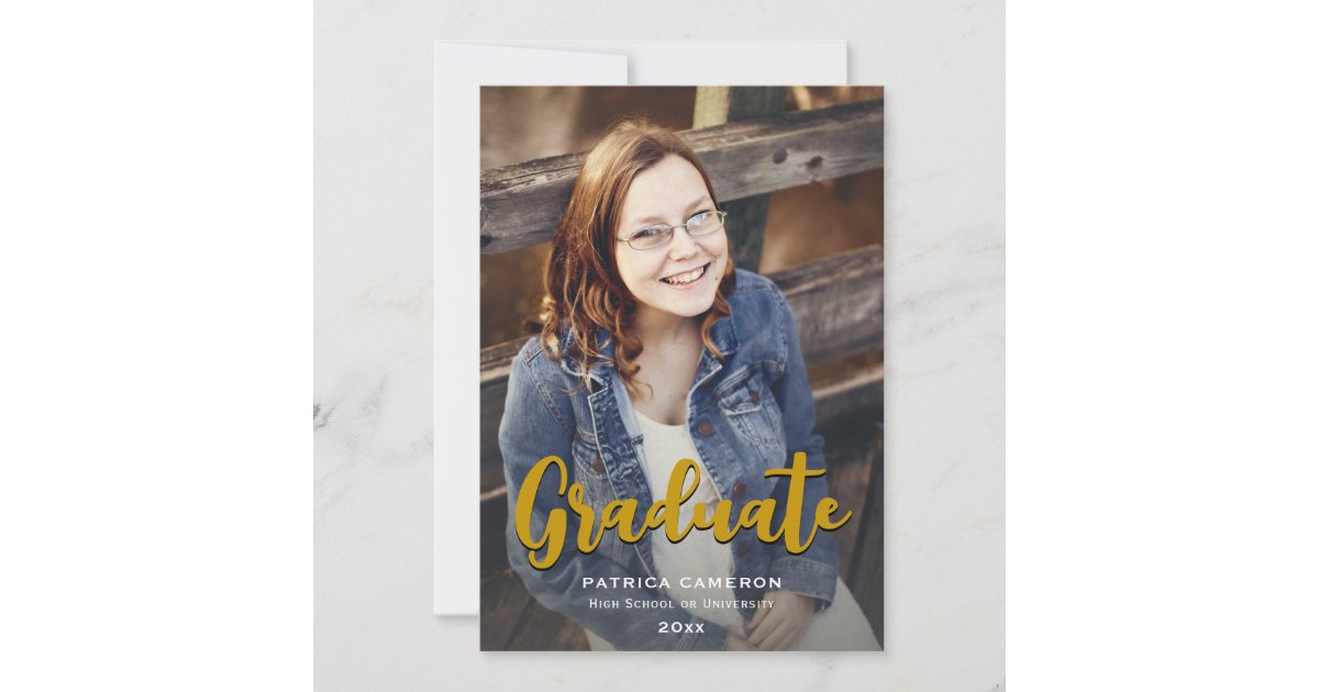 Trendy Script Overlay | Two Photo Graduation Annou Announcement | Zazzle