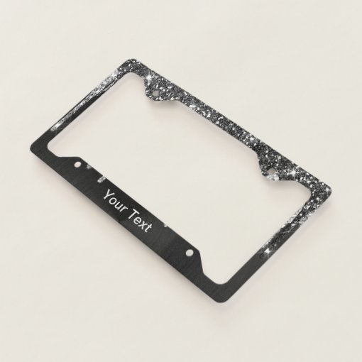 Trendy Silver Black Glitter Drips Graphic License Plate Frame | Zazzle