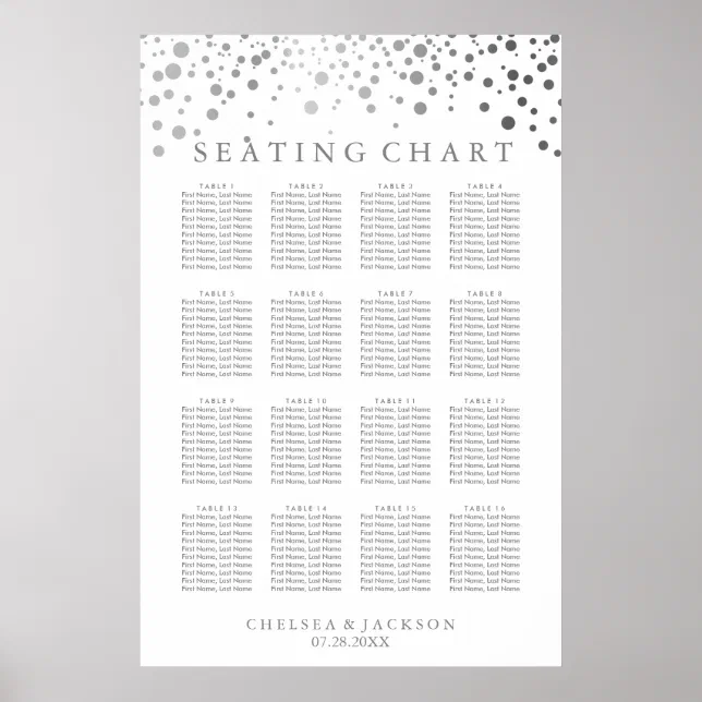 Trendy Silver Dots - Seating Chart | Zazzle