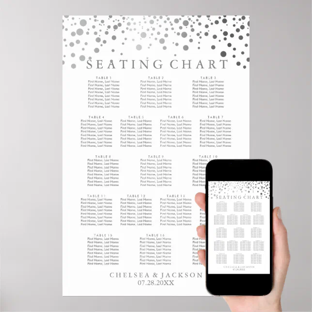 Trendy Silver Dots - Seating Chart ( 17 ) | Zazzle