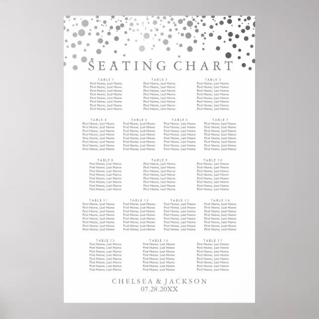 Trendy Silver Dots - Seating Chart ( 17 ) | Zazzle