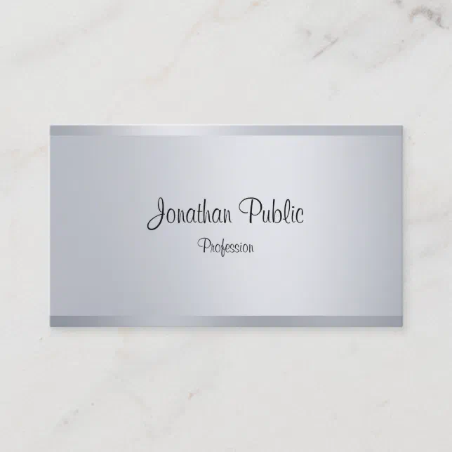 Trendy Silver Look Elegant Handwriting Script Business Card | Zazzle