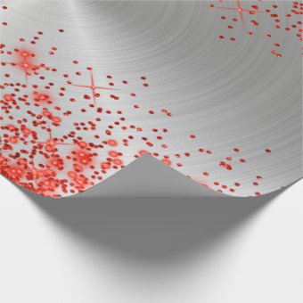 Trendy Silver Metallic Red Glitter Wrapping Paper | Zazzle