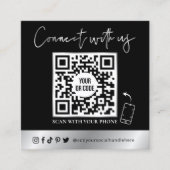 Trendy Simple QR Code Scannable Black & Silver Square Business Card ...