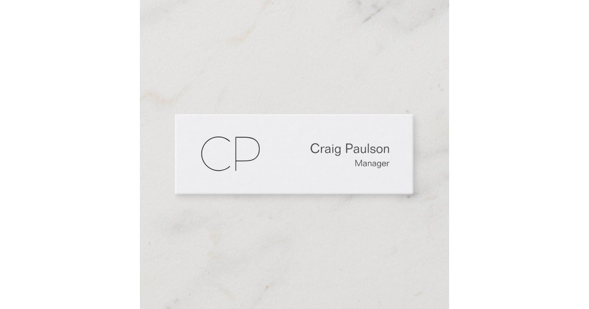 Trendy Slim Black White Monogram Business Card | Zazzle