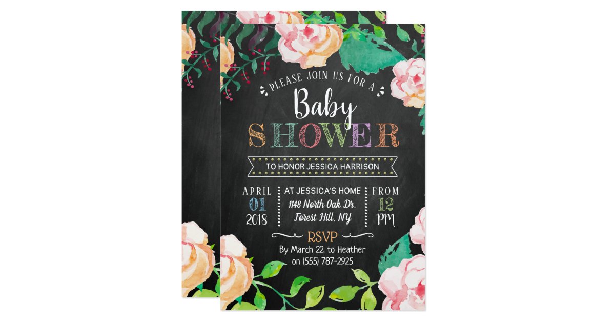 Trendy Spring Floral Typography Baby Shower Invitation | Zazzle.com