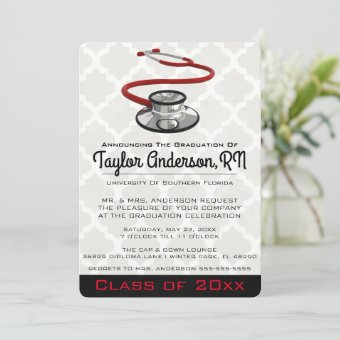Trendy Stethoscope Medical School Graduation Invitation | Zazzle