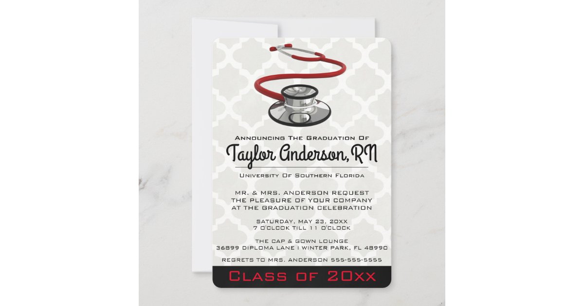 Trendy Stethoscope Medical School Graduation Invitation | Zazzle