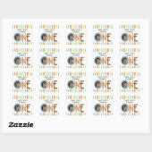 Trendy Stripes Look Who's Turning One Square Sticker | Zazzle