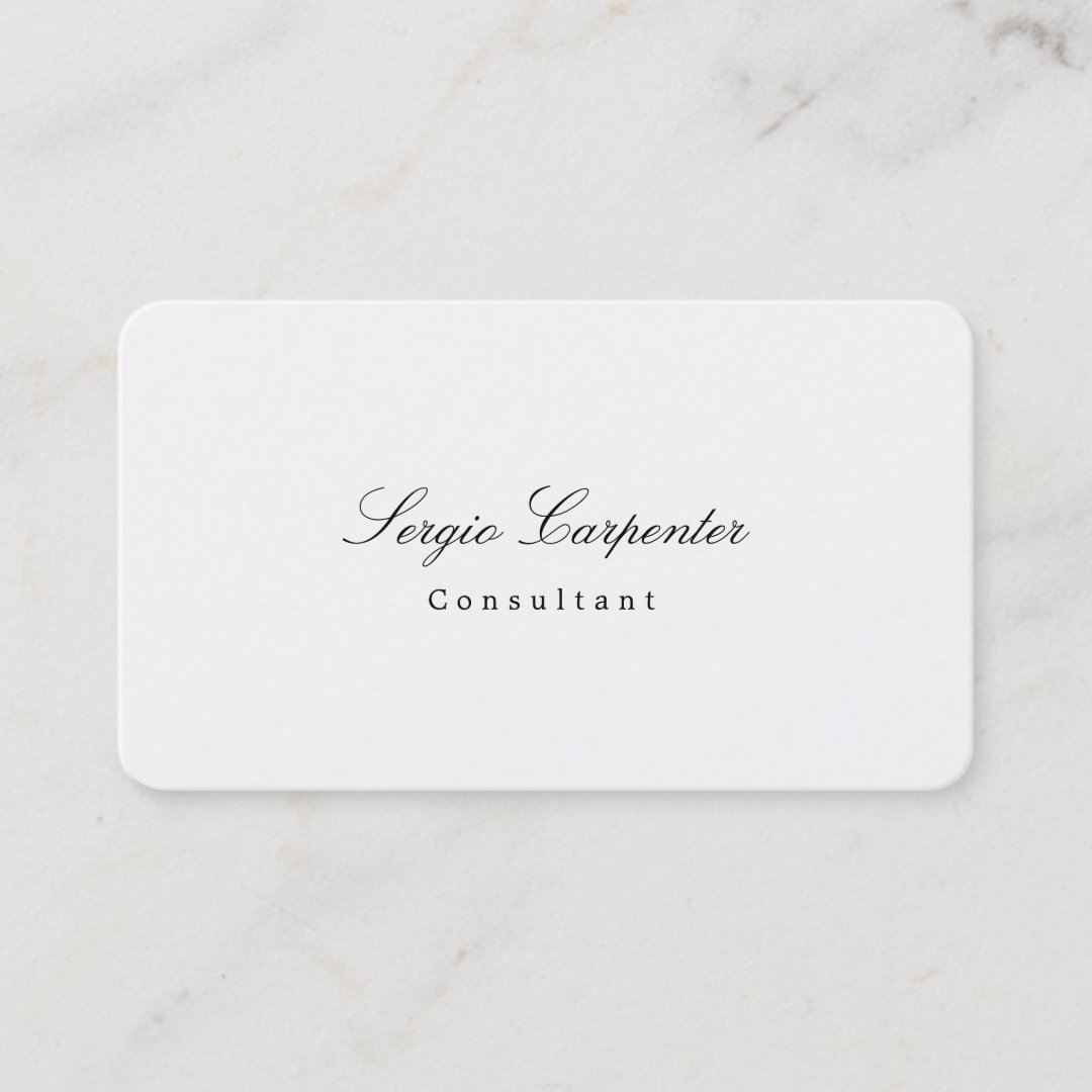 Trendy Stylish Simple Plain White Minimalist Class Business Card | Zazzle