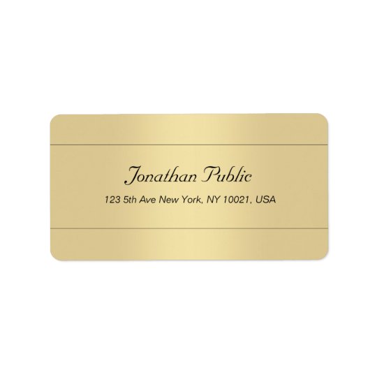 Trendy Stylish Simple Template Gold Look Address Label | Zazzle.com