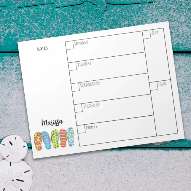 Trendy Stylish Weekly Planner Calendar Beach Notepad | Zazzle