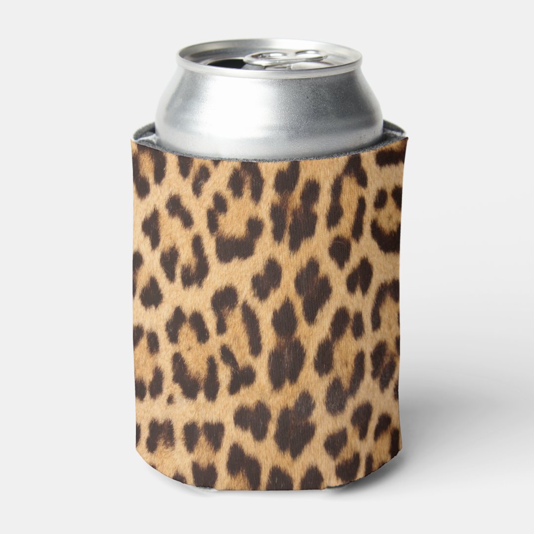 trendy stylish wild safari fashion leopard print can cooler | Zazzle
