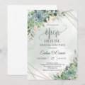 Trendy succulents green and white gold Open House Invitation | Zazzle