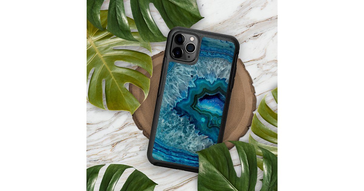Trendy Teal Blue Aqua Turquoise Geode Rock Pattern Otterbox iPhone Case ...