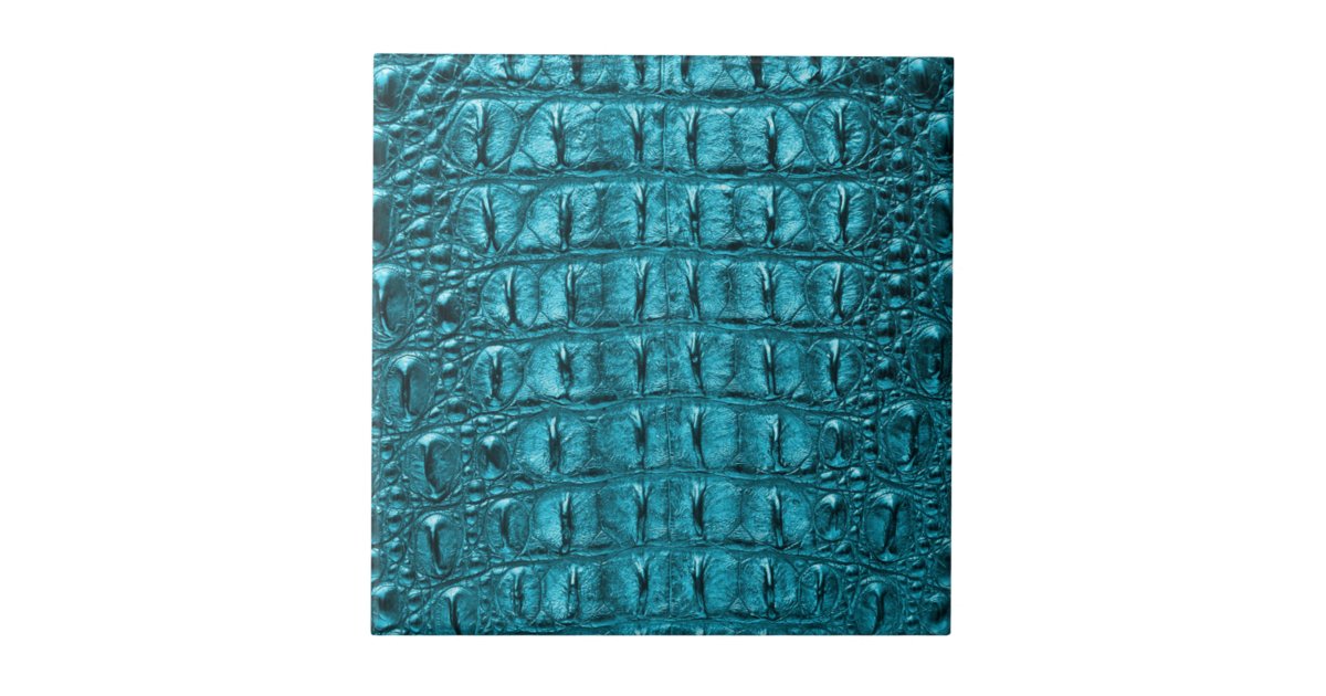 trendy teal turquoise aqua blue alligator print ceramic tile | Zazzle