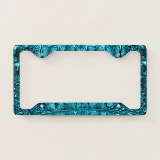 trendy teal turquoise aqua blue alligator print license plate frame ...