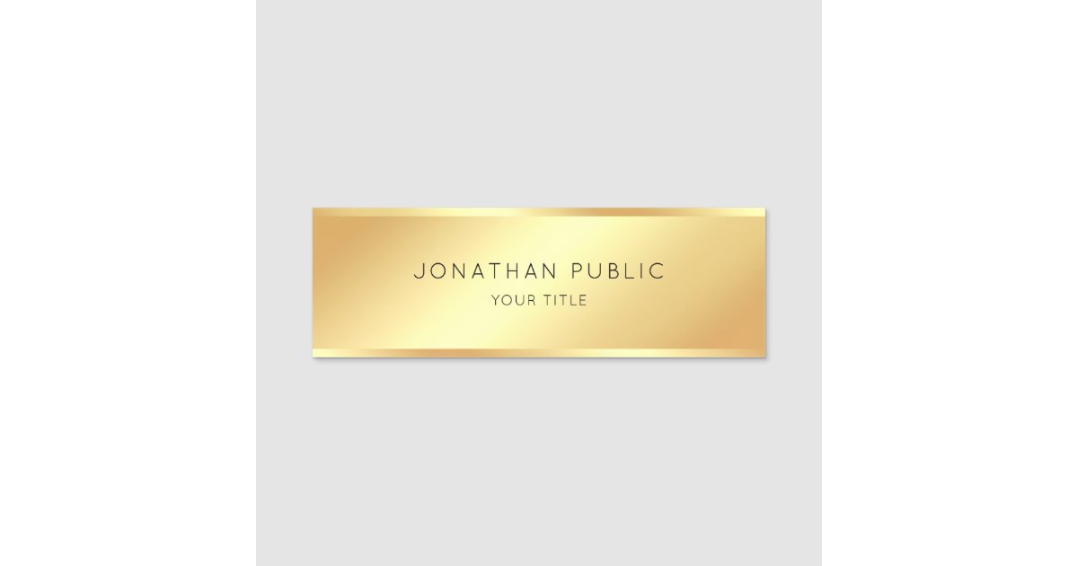 Trendy Template Modern Gold Professional Elegant Name Tag | Zazzle