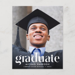 Trendy Text Photo Graduation Party Invitation | Zazzle