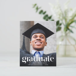 Trendy Text Photo Graduation Party Invitation | Zazzle
