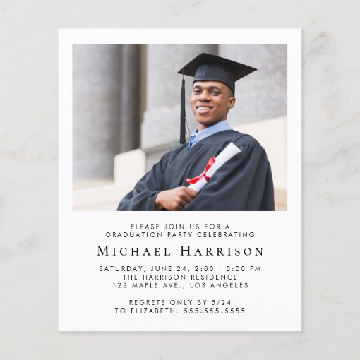 Trendy Text Photo Graduation Party Invitation | Zazzle