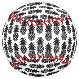 Trendy Tropical Black and White Pineapple Pattern Softball | Zazzle
