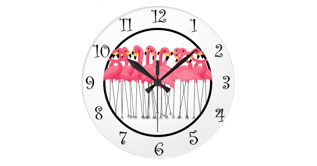 Trendy Tropical Flamingo Kitchen Clocks | Zazzle.com