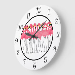 Trendy Tropical Flamingo Kitchen Clocks | Zazzle