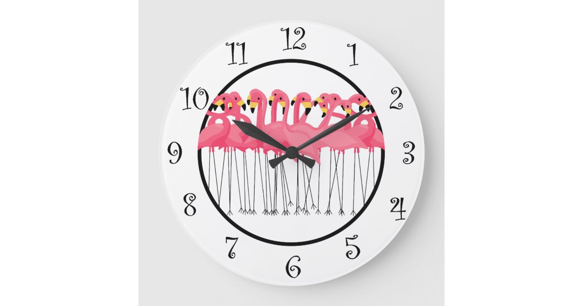 Trendy Tropical Flamingo Kitchen Clocks | Zazzle