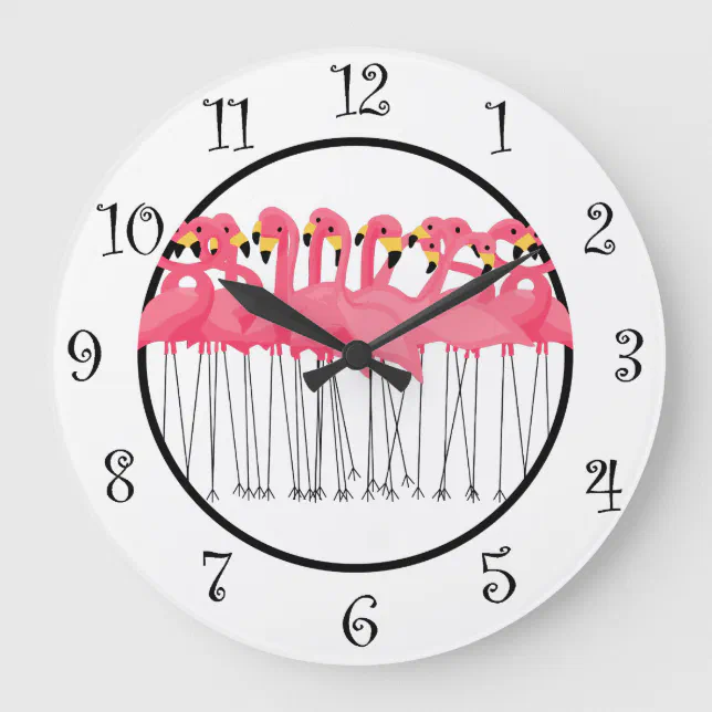 Trendy Tropical Flamingo Kitchen Clocks | Zazzle