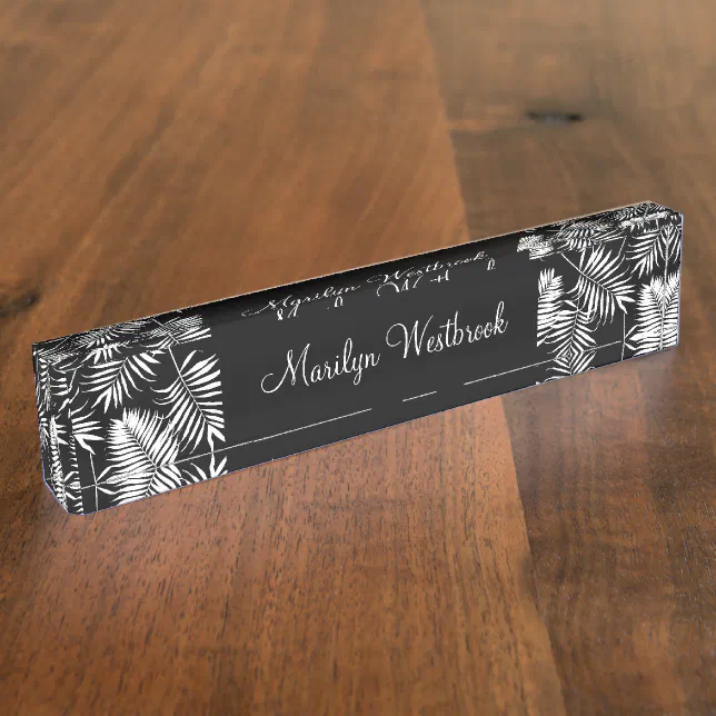 Trendy Tropical Floral Executive Monogram Desk Name Plate | Zazzle