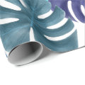 Trendy Tropical Royal Blue & Aqua Monstera Leaves Wrapping Paper | Zazzle